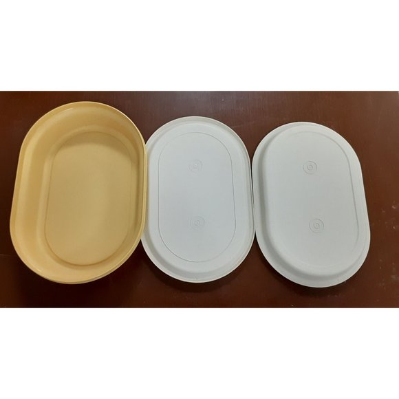 Tupperware | Kitchen | 3 Pc Tupperware Oval Server Harvest Gold Vintage ...